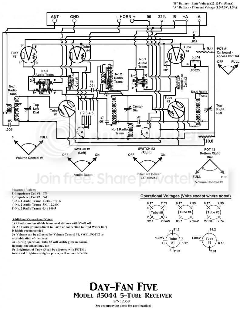 FS: 1925 Day-Fan Five Mod. 5044 & AES Batt. Elim. Kit - Antique Radio ...